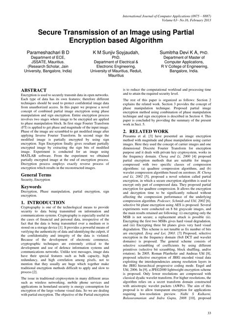 pdf secure transmission of an image using partial encryption based