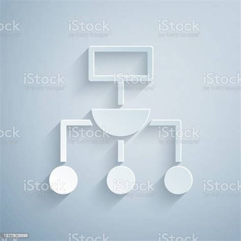 회색 배경에서 격리된 용지 컷 알고리즘 아이콘입니다 인공 지능 컬렉션의 알고리즘 기호 디자인 종이 아트 스타일 벡터 3차원 형태에 대한 스톡 벡터 아트 및 기타 이미지