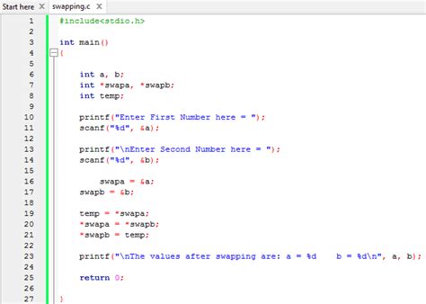 Write A Program To Swap Two Numbers In C Language Program To Swap Two