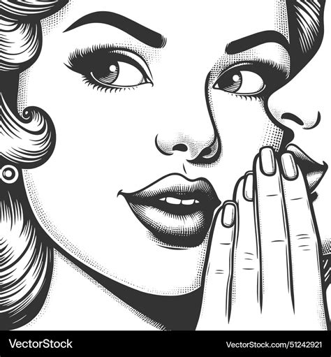 Pin Up Girls Whispering Secrets Sketch Royalty Free Vector