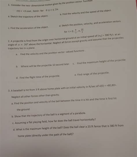 Solved Consider The Two Dimensional Motion Given Chegg
