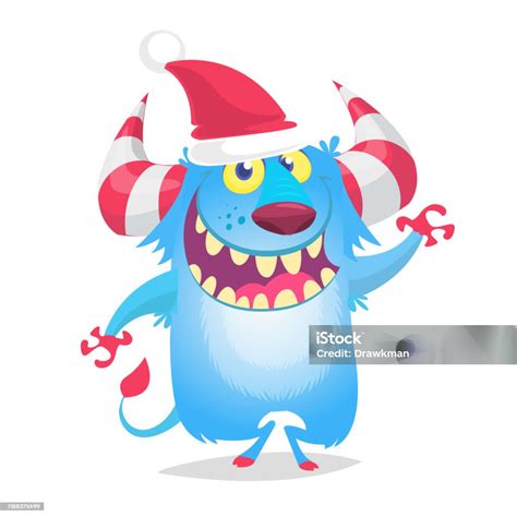산타 클로스 모자를 입고 재미 만화 괴물 크리스마스 일러스트 Bigfoot에 대한 스톡 벡터 아트 및 기타 이미지 Bigfoot T 셔츠 가공의 인물 Istock