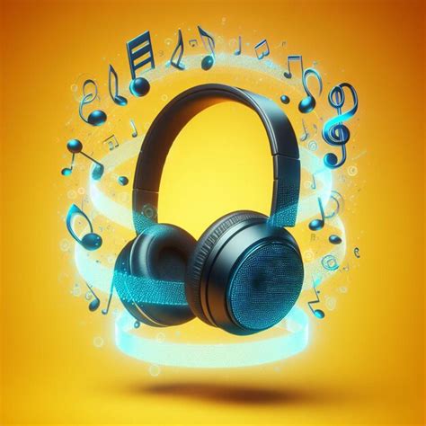Premium Photo Wireless Headphone Floating With Neon Music Notes