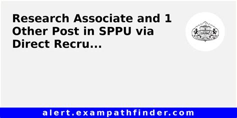 Research Associate And 1 Other Post In Sppu Via Direct Recruitment