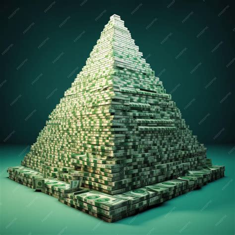 Premium Ai Image A Pyramid Of Money With A Green Background And A