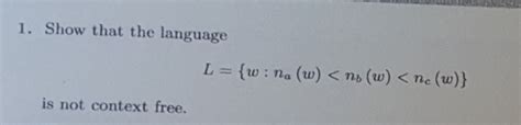 Solved 1 Show That The Language L {w Na U
