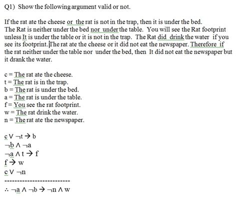 show the following argument valid or not if the rat