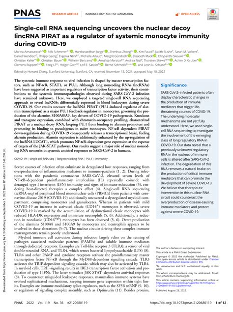 Pdf Single Cell Rna Sequencing Uncovers The Nuclear Decoy Lincrna