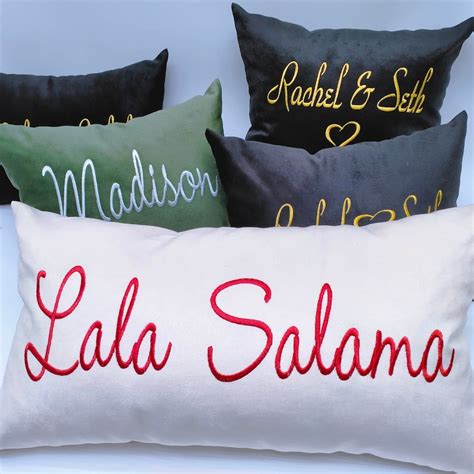 Embroidered Lumbar Pillow Etsy