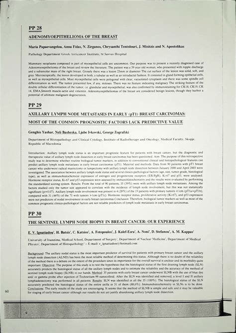 Pdf Axillary Lymph Node Metastases In Early Pt1 Breast Carcinomas