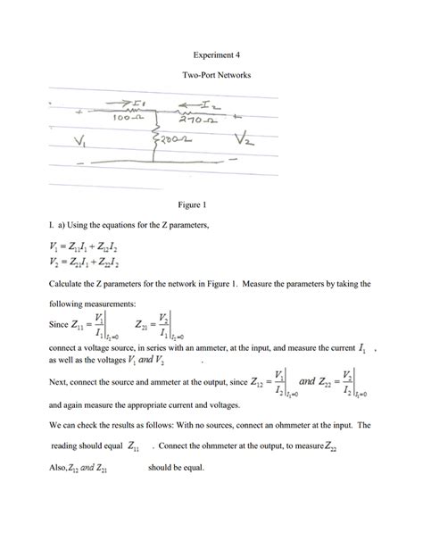 solved experiment 4 two port networks figure 1 i a using