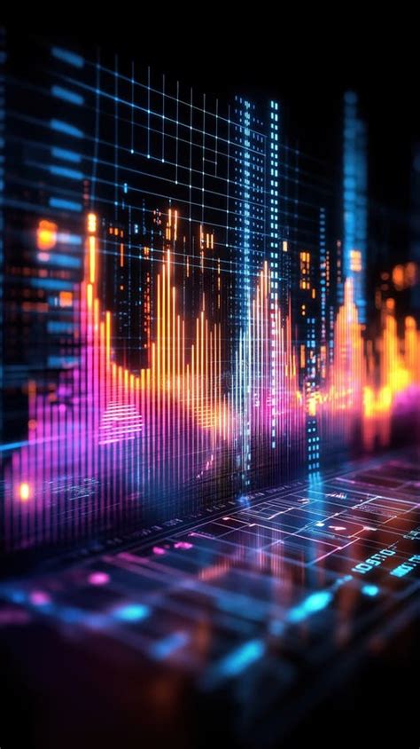 Colorful Digital Data Visualization With Vibrant Bars And Lines Stock Illustration