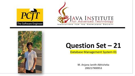 Question Set 21 Database Management System Java Institute Youtube