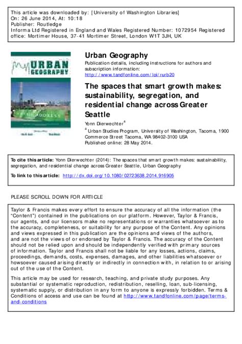 Pdf Dierwechter Yonn 2014 “the Spaces That Smart Growth Makes