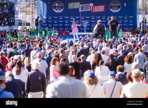 Giorgia Meloni Leader Fratelli D Italia At The End Of Campaign Rally