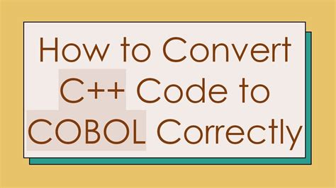 How To Convert C Code To Cobol Correctly Youtube