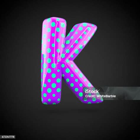 바이올렛 알파벳 편지 K 흰색 배경에 고립 된 파란색 점와 대문자 0명에 대한 스톡 벡터 아트 및 기타 이미지 0명 3차원