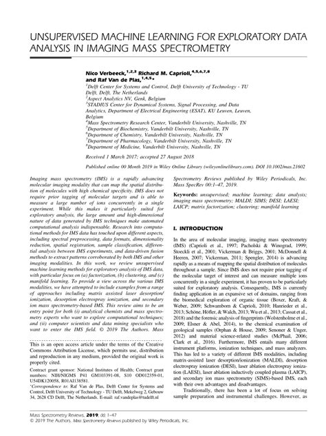 Pdf Unsupervised Machine Learning For Exploratory Data Analysis In