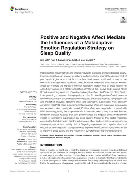 Pdf Positive And Negative Affect Mediate The Influences Of A