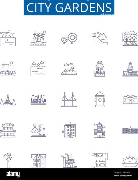 City Gardens Line Icons Signs Set Design Collection Of Urban Park