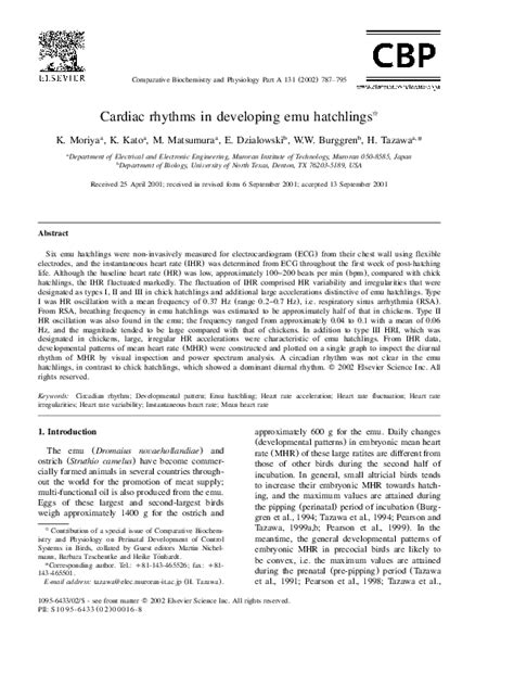 Pdf Cardiac Rhythms In Developing Emu Hatchlings Warren Burggren