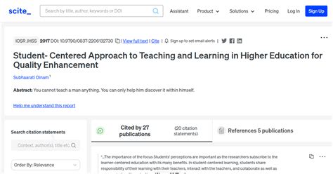 Student Centered Approach To Teaching And Learning In Higher Education