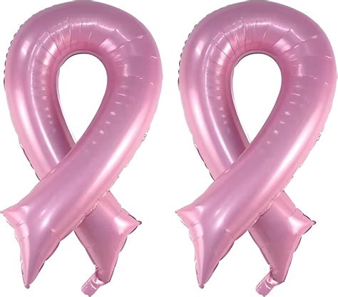 2pcs Breast Cancer Awareness Pink Ribbon Balloons Ribbon