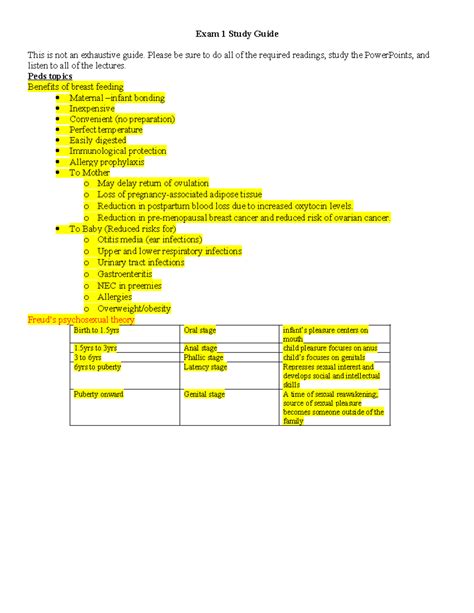 Study Guide Exam 1 This Is Not An Exhaustive Guide Please Be Sure To Do All Of The Required