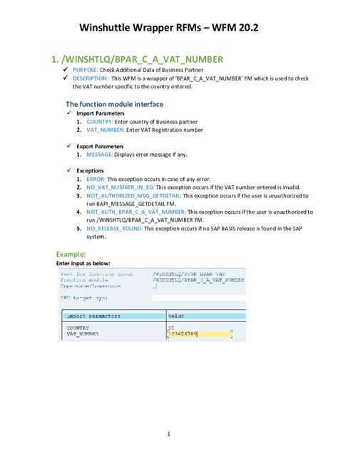 Fillable Online Winshuttle Function Module Wfm 202 Supports Sap S