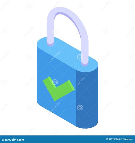 Isometric Padlock With Check Mark Stock Vector Illustration Of