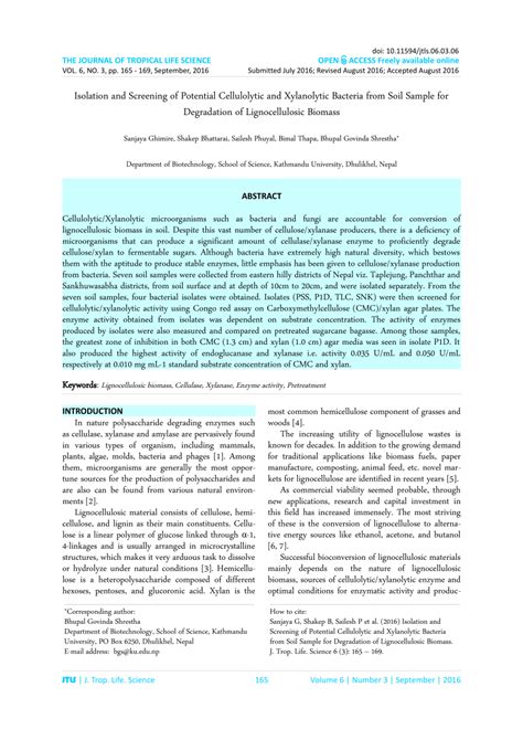 Pdf Isolation And Screening Of Potential Cellulolytic And Xylanolytic