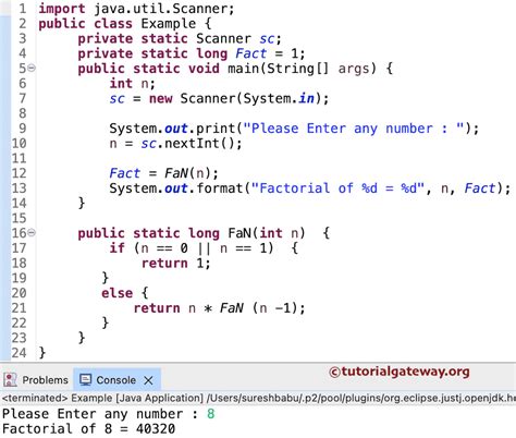Java Program To Find Factorial Of A Number