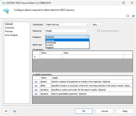 Rest Configuration Odata Cozyroc