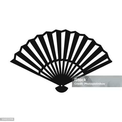 흰색 배경에 고립 된 손 팬 아이콘 일본어와 중국어 접이식 팬 전통 아시아 종이 게이샤 팬 벡터 선풍기 개인 장식품에 대한 스톡