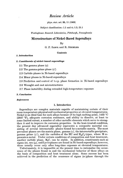 Microstructure Of Nickel Based Superalloys