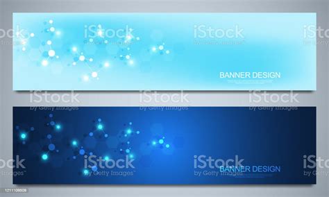 배너는 분자 구조와 신경망이 있는 템플릿을 디자인합니다 추상 분자 및 유전 공학 배경 과학 및 혁신 기술 개념 Dna에 대한 스톡 벡터 아트 및 기타 이미지 Istock