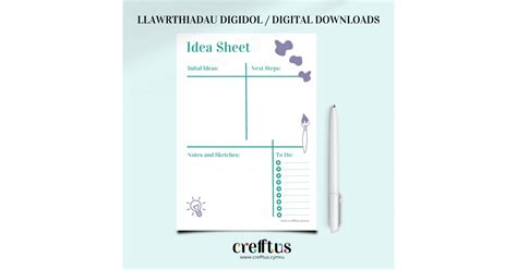 Idea Sheet A4 Digital Download Crefftus