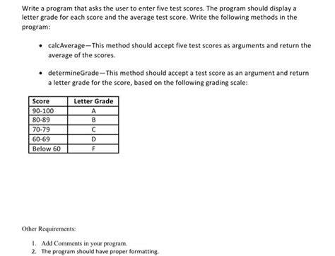 Solved Write A Program That Asks The User To Enter Five Test