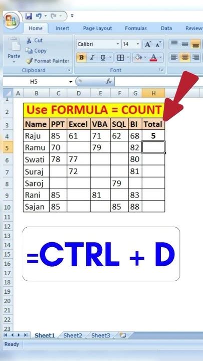 How To Use Count Formula Excelshorts Ytshorts Exceltips