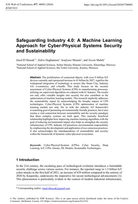 Pdf Safeguarding Industry 4 0 A Machine Learning Approach For Cyber Physical Systems Security