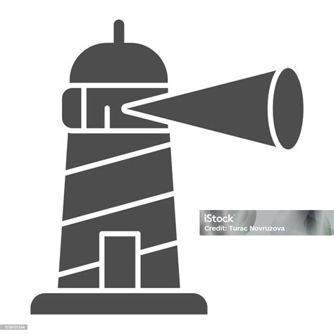 비콘 건물 솔리드 아이콘 해상 탐색 개념 흰색 배경에 등대 기호에 스포트라이트 모바일 개념 및 웹 디자인에 대 한 비콘 타워