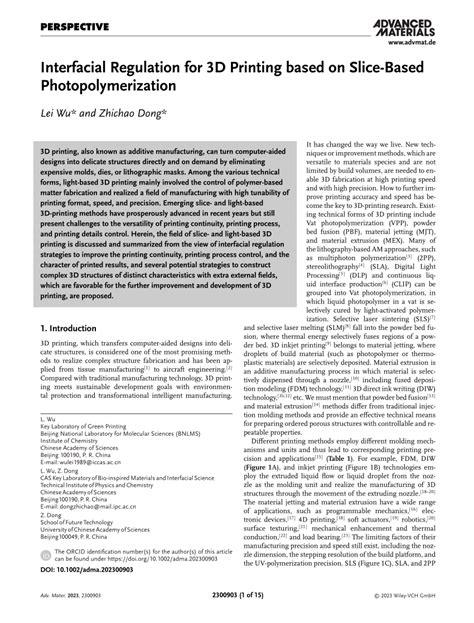 Interfacial Regulation For 3d Printing Based On Slice‐based