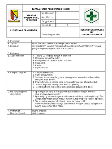 Tatalaksana Pemberian Oksigen Pdf