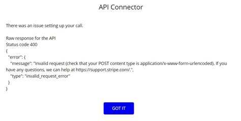 api connector stripe invalid request 3 by loh cher e apis bubble