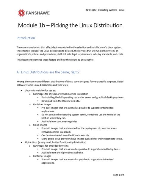Module1bpickingthelinuxdistribution Pdf Linux Distribution Linux