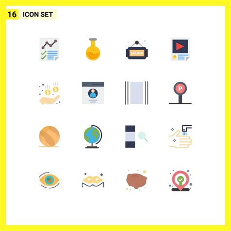 16 User Interface Flat Color Pack Of Modern Signs And Symbols Of