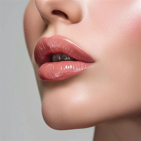 Beautiful Young Model Face Lips Closeup Lip Augmentation Woman Makes