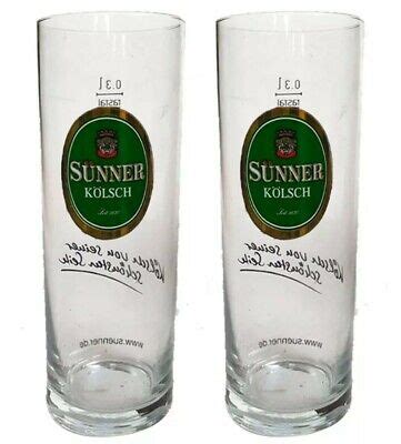 Sunner Kolsch 2 X Stange Beer Glasses 30020oml Bnwob Man Cave Germany