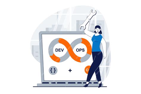 Premium Vector Devops Concept With People Scene In Flat Design For