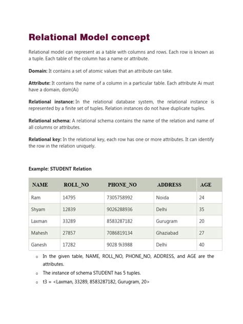 Relational Model concept | PDF | Relational Model | Relational Database